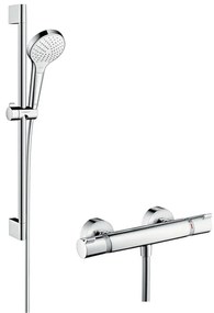 Hansgrohe Croma Select S, sprchová sada Vario s termostatem Ecostat Comfort a sprchovou tyčí 65 cm, bílá/chromová, HAN-27013400