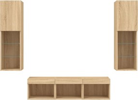 5dílná obývací stěna s LED dub sonoma kompozitní dřevo 3216606
