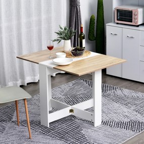 HOMCOM Skládací Jídelní Stůl Kuchyňský Stolek se 2 Sklopnými Listy pro Úsporu Místa Moderní Design 103x76x73.5cm Dřevo