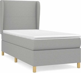 Box spring postel s matrací světle šedá 90x190 cm textil 3128325