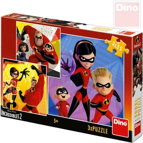 DINO Puzzle 3x55 dílků Úžasňákovi 18x18cm skládačka 3v1 v krabici dn335318