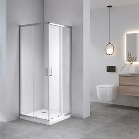 BPS-koupelny Čtvercový sprchový kout HYD-SK93B 90x90 chrom/transparent + vanička HYD-SSV-SXL02B bílá