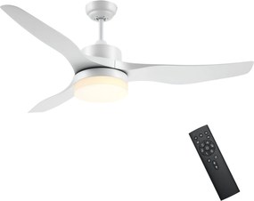 HOMCOM Stropní ventilátor s osvětlením, Reverzibilní LED stropní světlo s ventilátorem, 6 rychlostí, 3 barevná světla, Stropní lampa s dálkovým ovládá