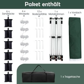 Costway Skládací stan s baldachýnem na akce s taškou – 300 × 600 cm, zelený