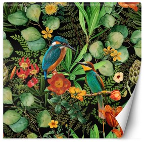 Gario Fototapeta Ptáci na zeleném pozadí - Andrea Haase Materiál: Vliesová, Rozměry: 100 x 100 cm