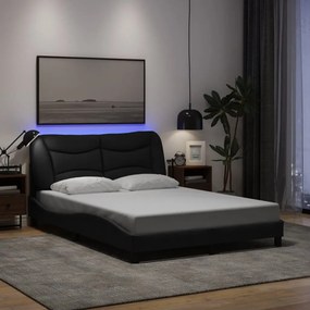 Rám postele s LED bez matrace Hvar černý 140x190 cm Látka 3213699