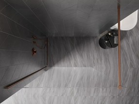 Mexen, Mexen Kioto-X sprchová stěna 50 x 200 cm, transparentní 10 mm, broušená měď - 800-050-101-65-00-X