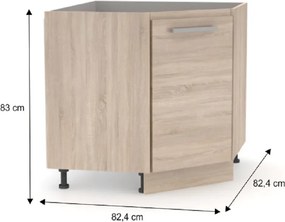 Spodní rohová skříňka, dub sonoma, univerzální, NOPL-065-RS