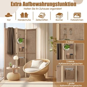 Costway Zástěna se 2 háčky a 4 úložnými taškami Dělicí přepážka – 170 × 121 cm