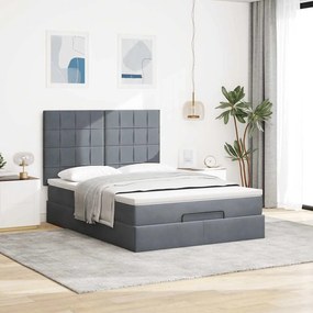 Osmanský rám postele s matracemi tmavě šedá 140x190cm samet 3314319