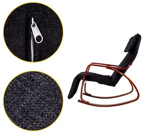 modernHOME Houpací křeslo chaise lounge, lískový ořech/černá TXRC-03 WALNUT