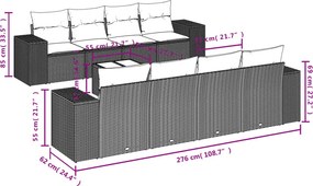 9dílná zahradní sedací souprava s poduškami černá polyratan 3222345