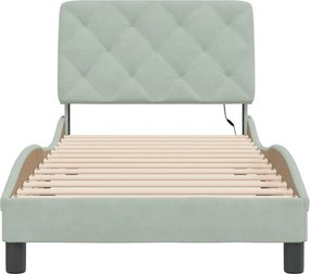 Rám postele s LED bez matrace světle šedý 90 x 190 cm samet 3213825