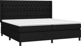 Box spring postel s matrací a LED černá 200x200 cm textil 3138583