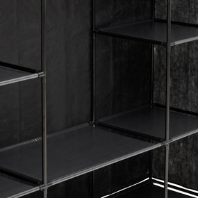 Textilní šatní skříň DRESSY dvojitá se 2 policemi, 155 x 45 x 165 cm - černý