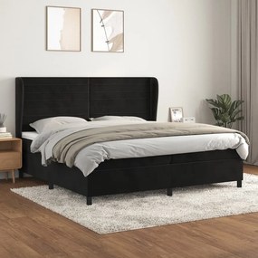 Box spring postel s matrací černá 200x200 cm samet 3129293