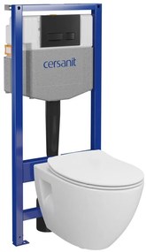 Cersanit Moduo, System50 MECH podomítkový rám + závěsná wc mísa Moduo Plus CleanOn + černé tlačítko MOVI II, S701-766