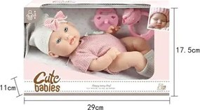 TEDDIES Panenka miminko s dudlíkem a chrastítkem / 28 cm / Pevné tělo