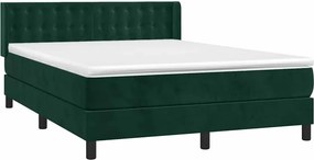 Box spring postel s matrací tmavě zelená 140x200 cm samet 3131204