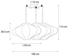 Japandi závěsné svítidlo hnědé 50cm 3-světla - Plu