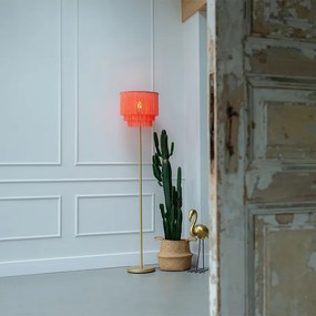 Orientální stojací lampa zlatá růžová s třásněmi - Franxa