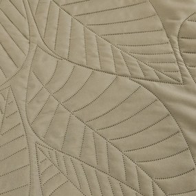 Béžový přehoz na postel se vzorem LEAVES Rozměr: 200 x 220 cm