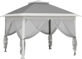 Outsunny skládací pavilon, zahradní pavilon, kov a plátno, síťové závěsy, odvodňovací otvory, 330D x 330Š x 288V cm, šedý 84C-300V01CG