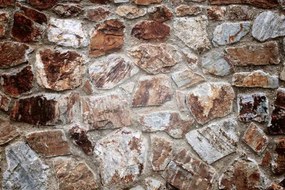 DIMEX | Samolepicí vliesová fototapeta na zeď Vintage kamenný obklad MA-5-2389 | 375 x 250 cm | červená, bílá, hnědá