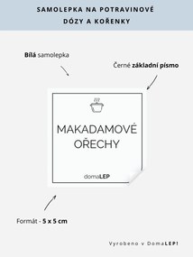 MAKADAMOVÉ OŘECHY – bílá samolepka na dózu, základní písmo, 5 x 5 cm | DomaLEP