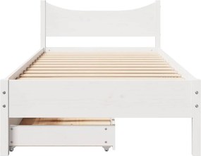 Rám postele se zásuvkami bílý 75 x 190 cm masivní borové dřevo 3301930