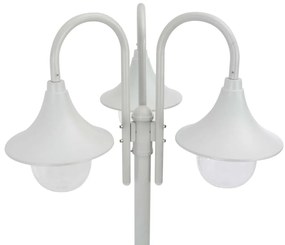 vidaXL Marketos Zahradní sloupová lampa 3 ramena E27 220 cm hliník bílá