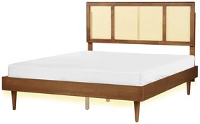 Dřevěná postel LED 160 x 200 cm světlé dřevo AURAY Beliani