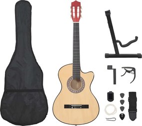 vidaXL 12dílný folkový akustický kytarový set se 6 strunami 38'' [70133] Barva: světle hnědá