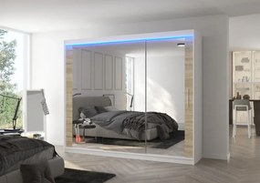 Posuvná skříň se zrcadlem a LED osvětlením CHESTER 250
