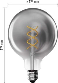 LED žárovka DECO SMOKED G125 teplá bílá