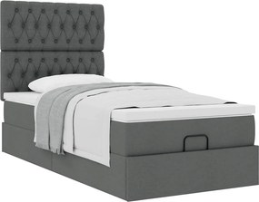 Osmanský rám postele s matrací tmavě šedá 90x190cm textil 3313203