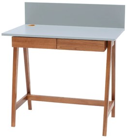OnaDnes -20% Světle šedý lakovaný pracovní stůl RAGABA LUKA 85 x 50 cm s dubovou podnoží