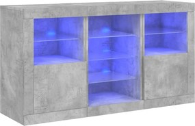 Příborník s LED osvětlením betonově šedý 123 x 37 x 67 cm 3209082