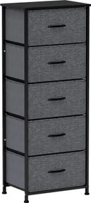 HOMCOM komoda 5 zásuvek úložný skládací textilní zásuvky - černá ocelová konstrukce - 45 x 30 x 116 cm tmavě šedá