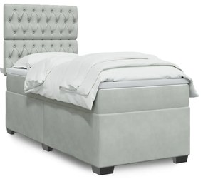 Box spring postel s matrací světle šedá 100x200 cm samet 3293140