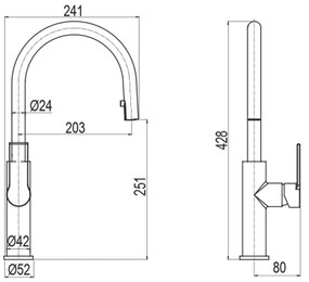 Mereo Mereo, Dřezová stojánková baterie, Dita, s výsuvnou sprchou, chrom, CBE20104D