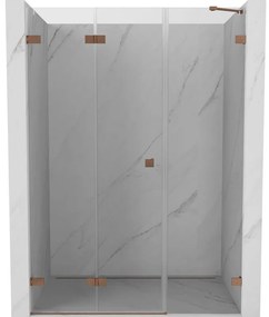 Mexen Lunar-F sklopné sprchové dveře levé 150 cm, průhledné, kartáčovaná měď - 836S-150-050-65-00-L