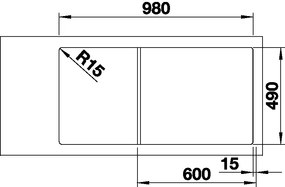 Granitový dřez Blanco AXIA III 6 S InFino šedá skála dřez vpravo + dřevěná krájecí deska, odkap. nerezová miska, nerez misky a excentr 523463