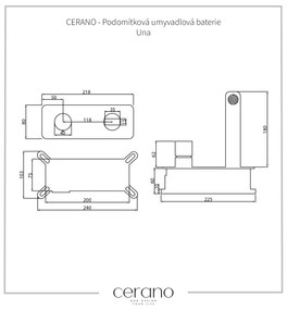 CERANO - Podomítková umyvadlová baterie Una - černá matná