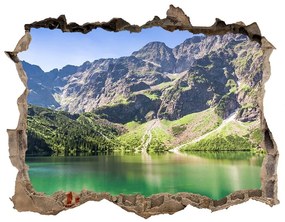 Wallmuralia Díra 3D ve zdi nálepka Morské oko Tatry 95x64 cm