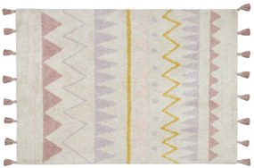Lorena Canals bavlněný koberec 120 x 160 starorůžový vzor - krémový Azteca