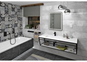 Bílý/černý kovový závěsné podstavec pod umyvadlo 218x40 cm Aruba – Sapho