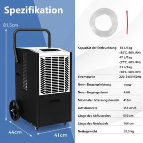 Costway 66 L/Den odvlhčovač s 24 H časovačem a automatickým odmrazováním