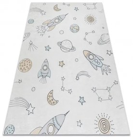 Dywany Łuszczów, Dětský kusový koberec Bambino 1278 Space rocket cream, 80x150, vícebarevná, dětský pokoj