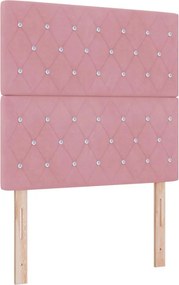 Postel s boxspringem s čelo Růžová 190 x 90 cm samet 3340855